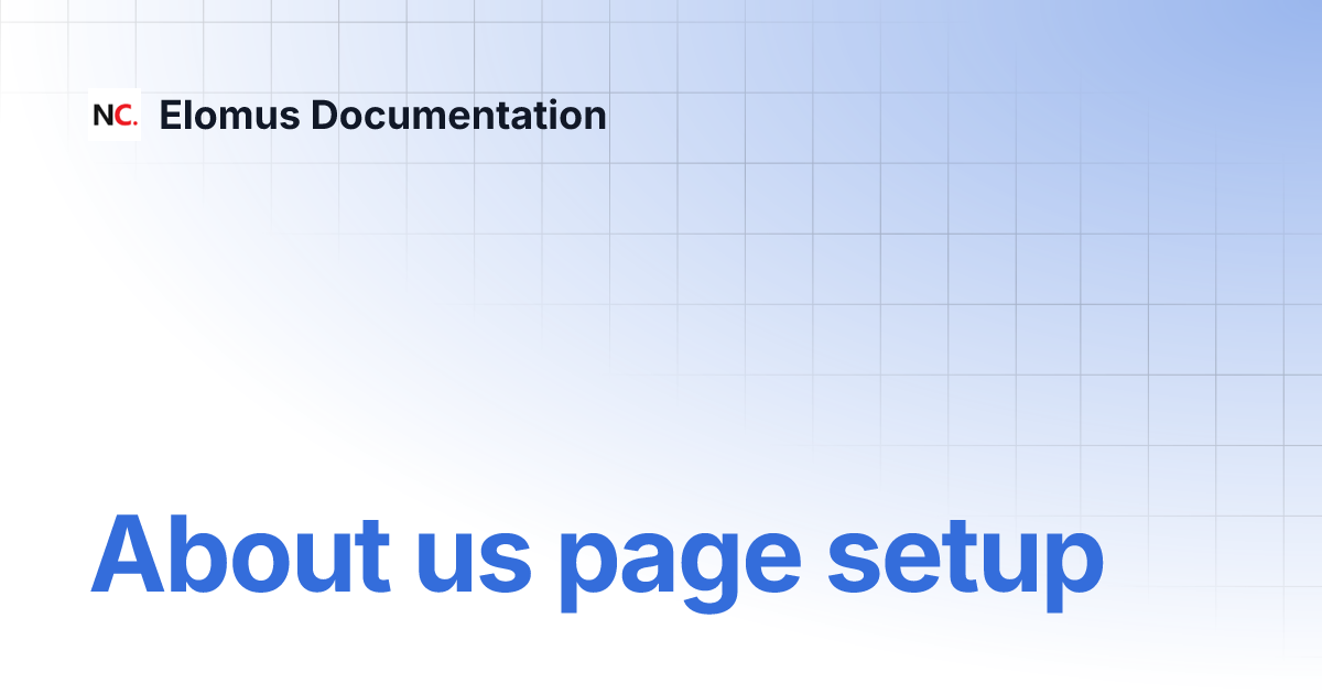 About us page setup | Elomus Documentation